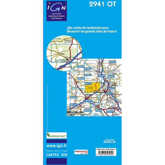 Carte IGN TOP 25 UZES REMOULINS - Carte et Guide - Ofumeur