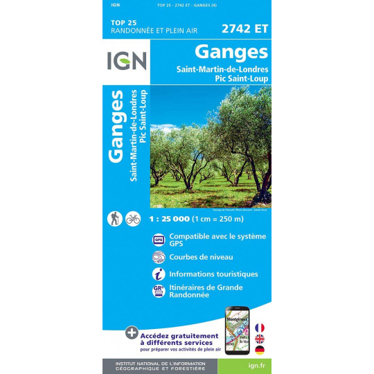 Carte IGN TOP 25 GANGES 2742 ET - Carte et Guide - Ofumeur